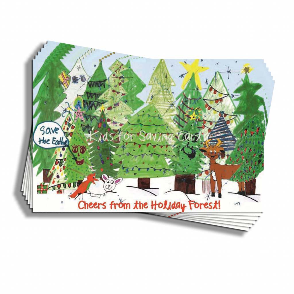 Forest Holiday Greeting Post Cards - Kids for Saving Earth